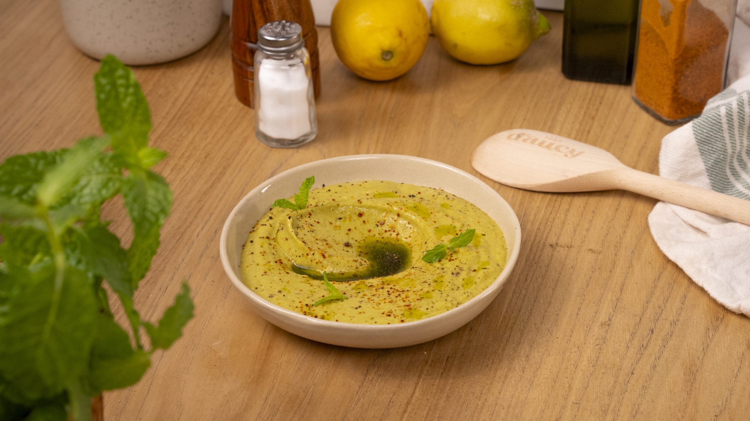 Houmous de petits pois - Une recette d'aucy